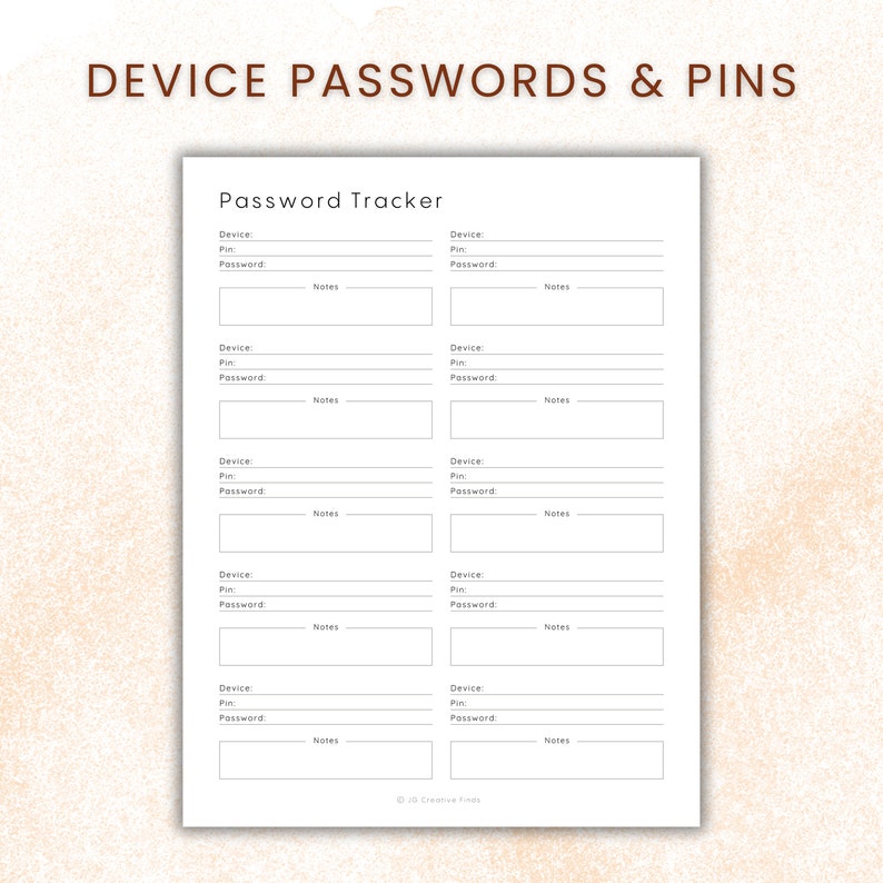 Password Tracker Printable, Password Keeper, Digital Password Organizer ...