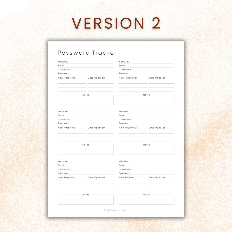 Password Tracker Printable, Password Keeper, Digital Password Organizer ...