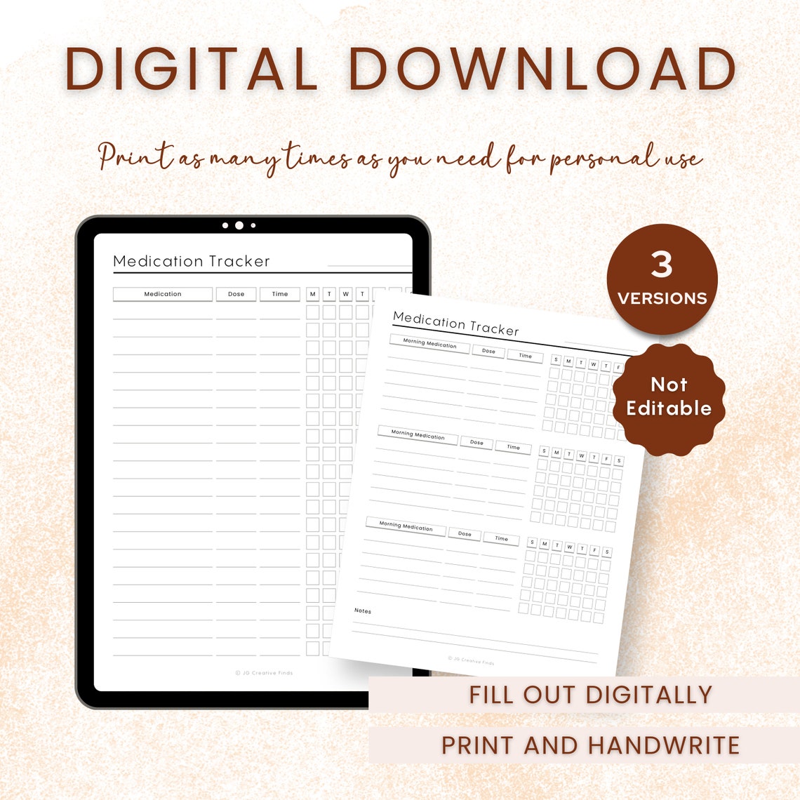 Medication Log Printable, Medical Tracker, Chronic Illness, Pill ...