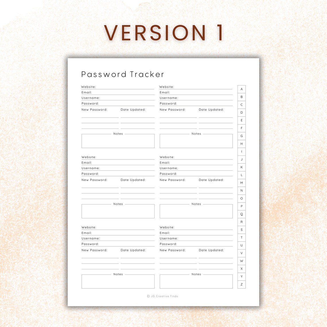 Password Tracker Printable, Password Keeper, Digital Password Organizer ...