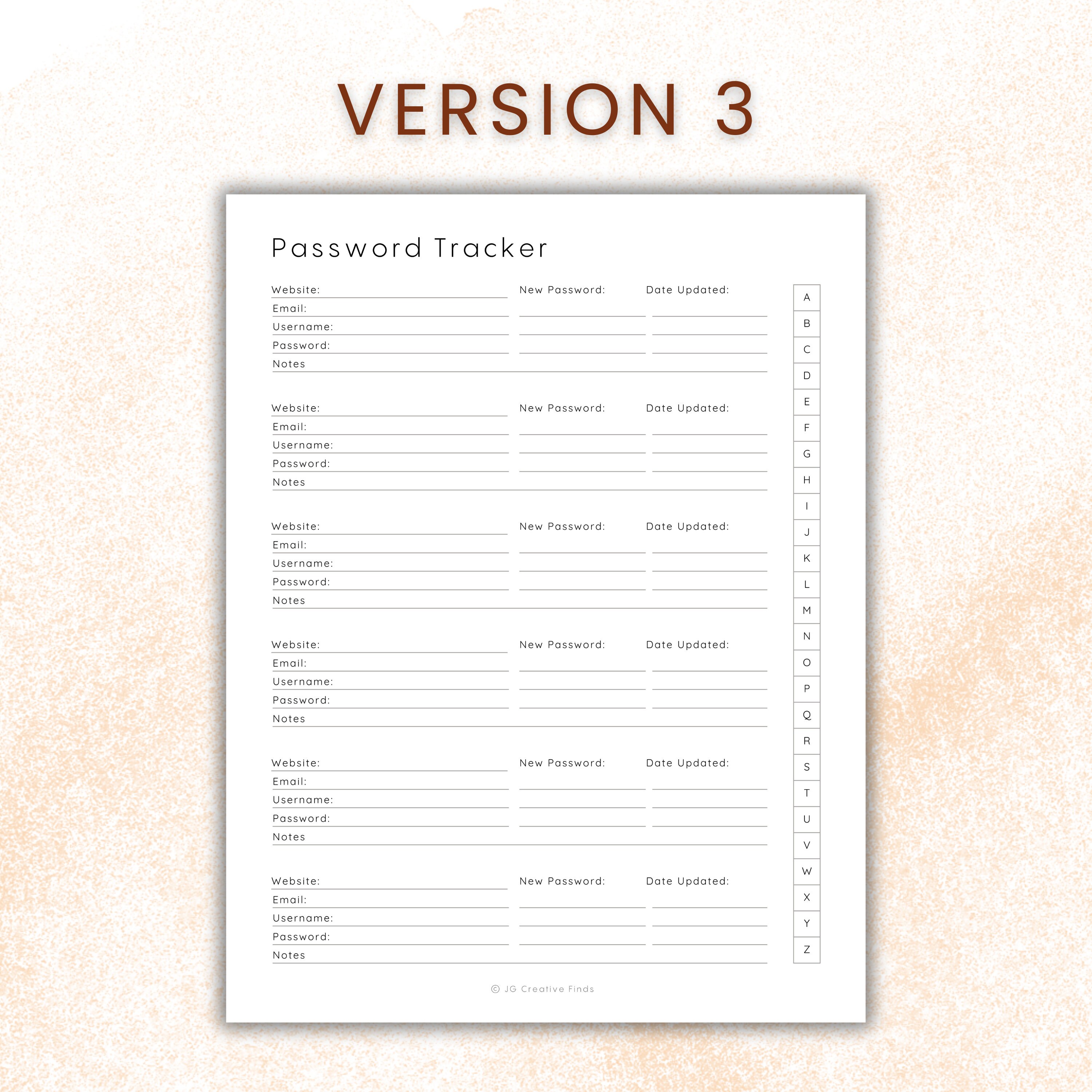 Password Tracker Printable, Password Keeper, Digital Password Organizer ...