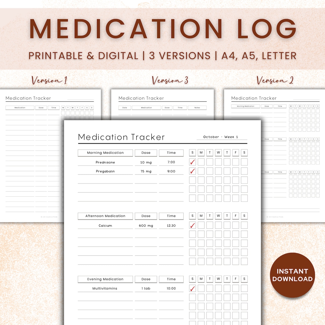 Medication Log Printable, Medical Tracker, Chronic Illness, Pill ...