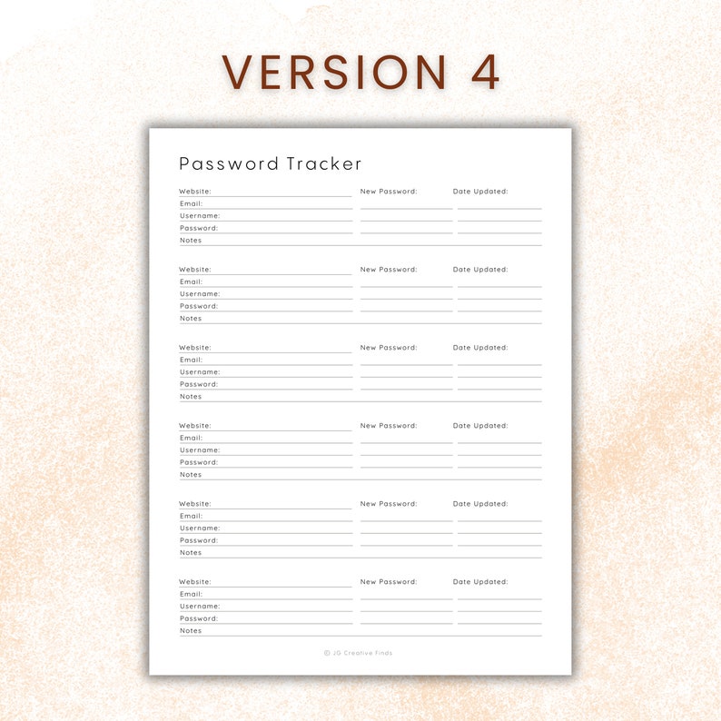Password Tracker Printable, Password Keeper, Digital Password Organizer ...