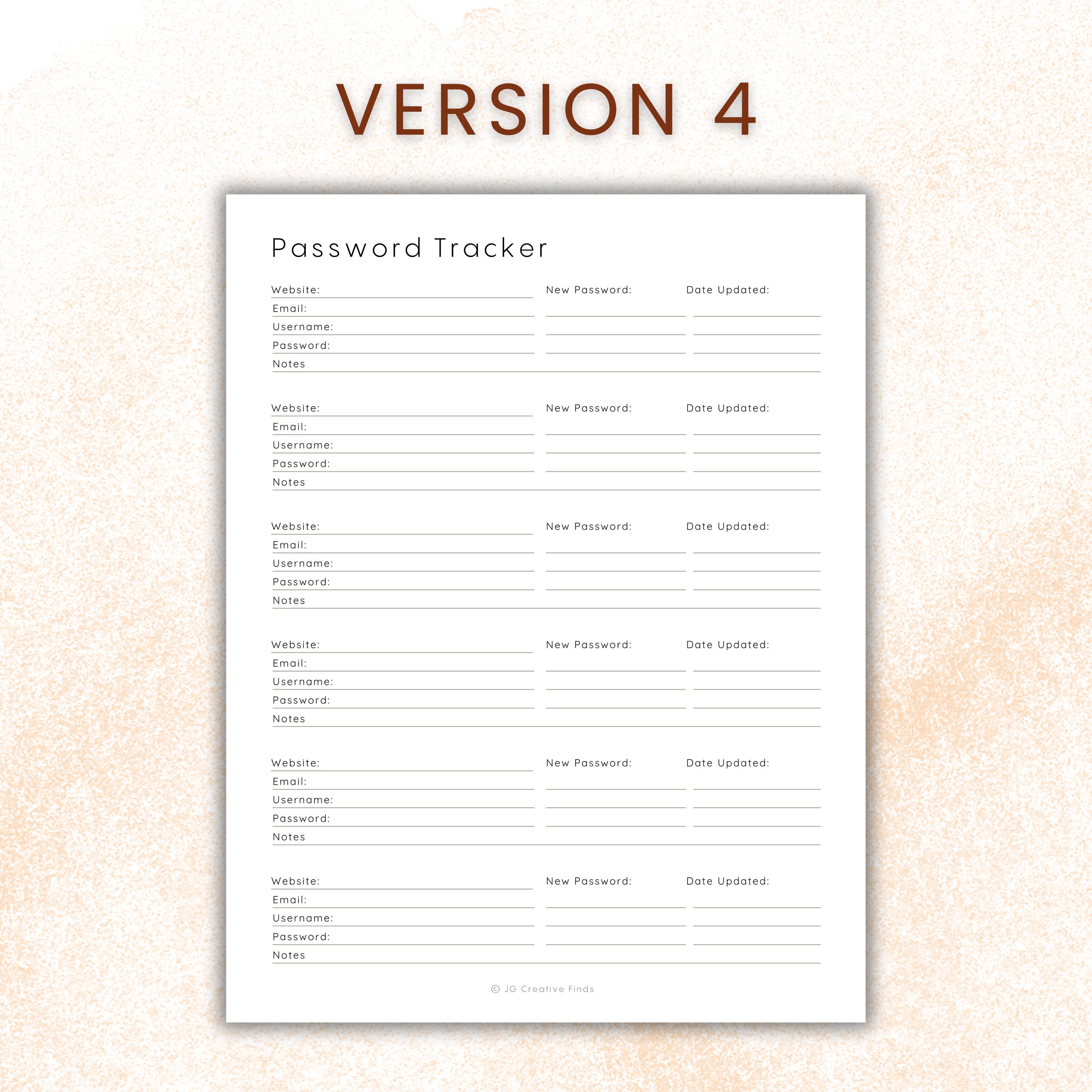 Password Tracker Printable, Password Keeper, Digital Password Organizer ...