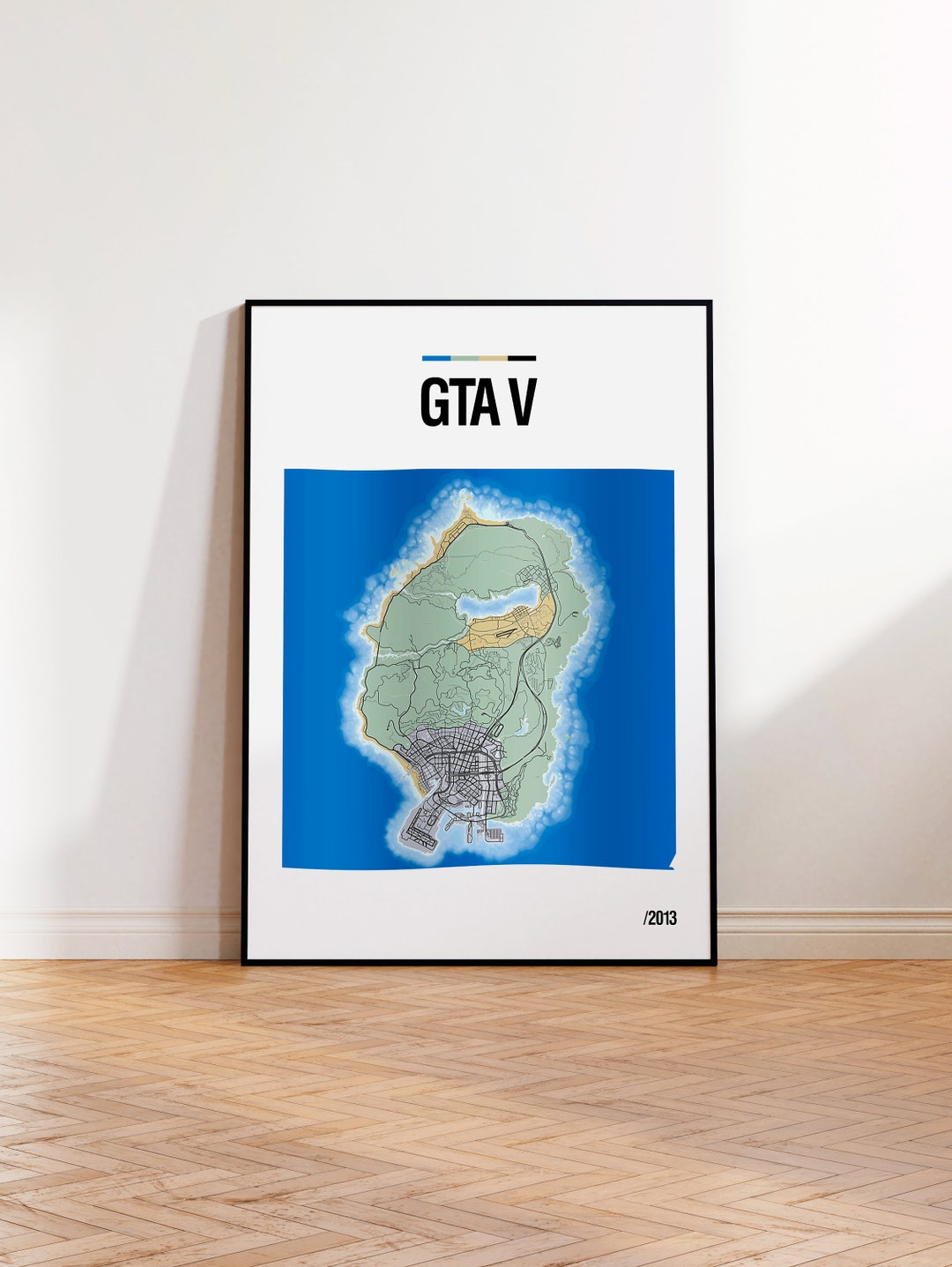 Gaming Poster GTA V Map, Video Games Gift, Video Games Decor, Video ...