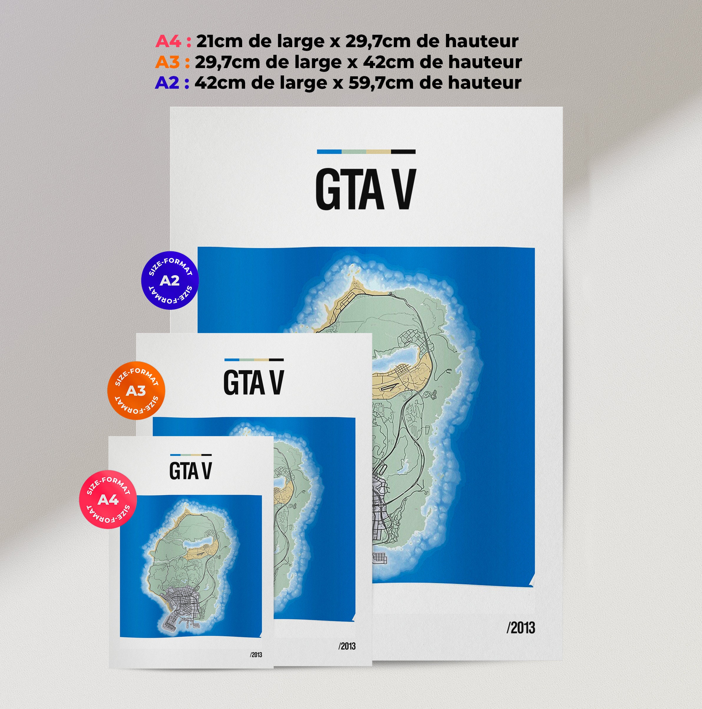 Gaming Poster GTA V Map, video games gift, video games decor, video ...