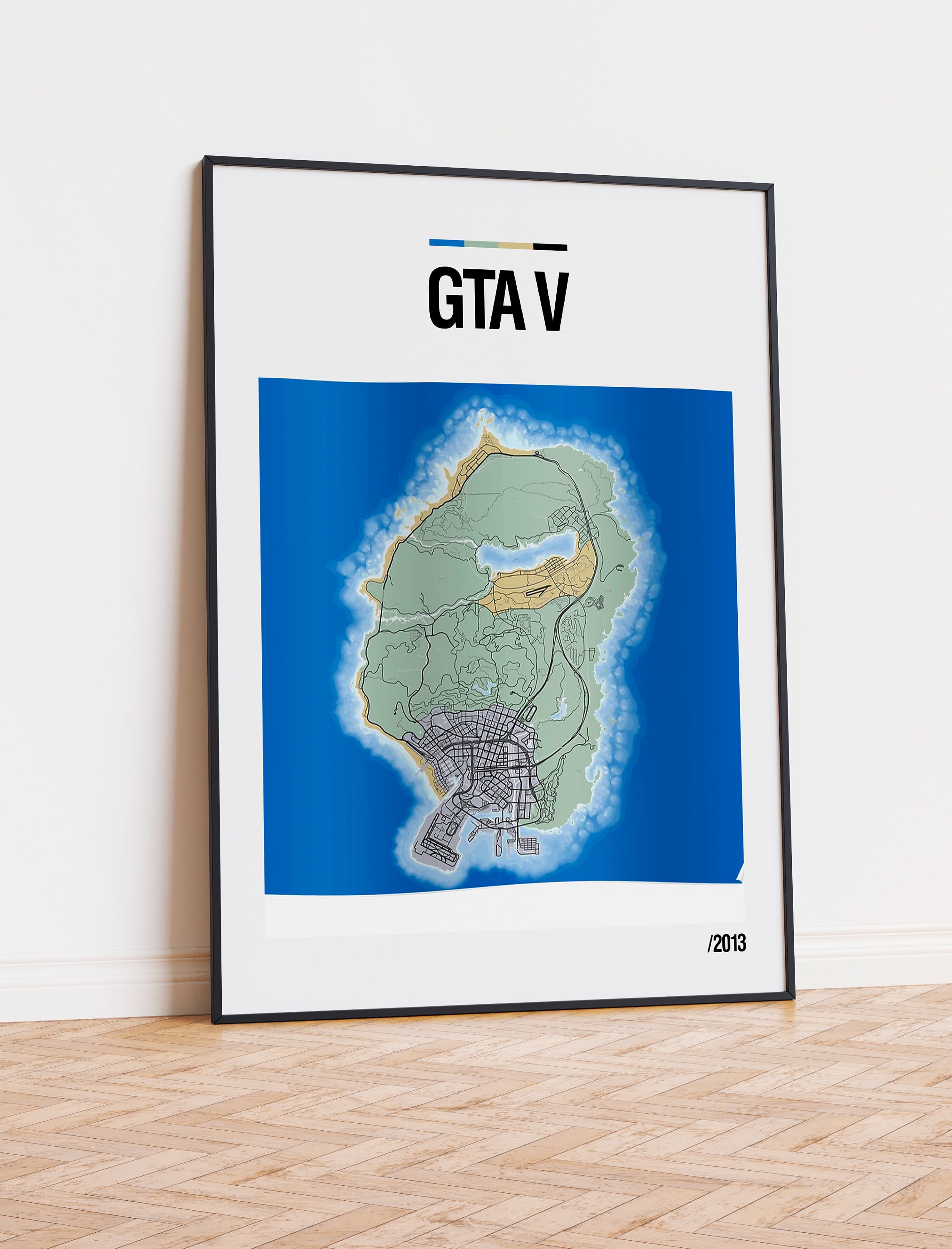 Gaming Poster GTA V Map, video games gift, video games decor, video ...