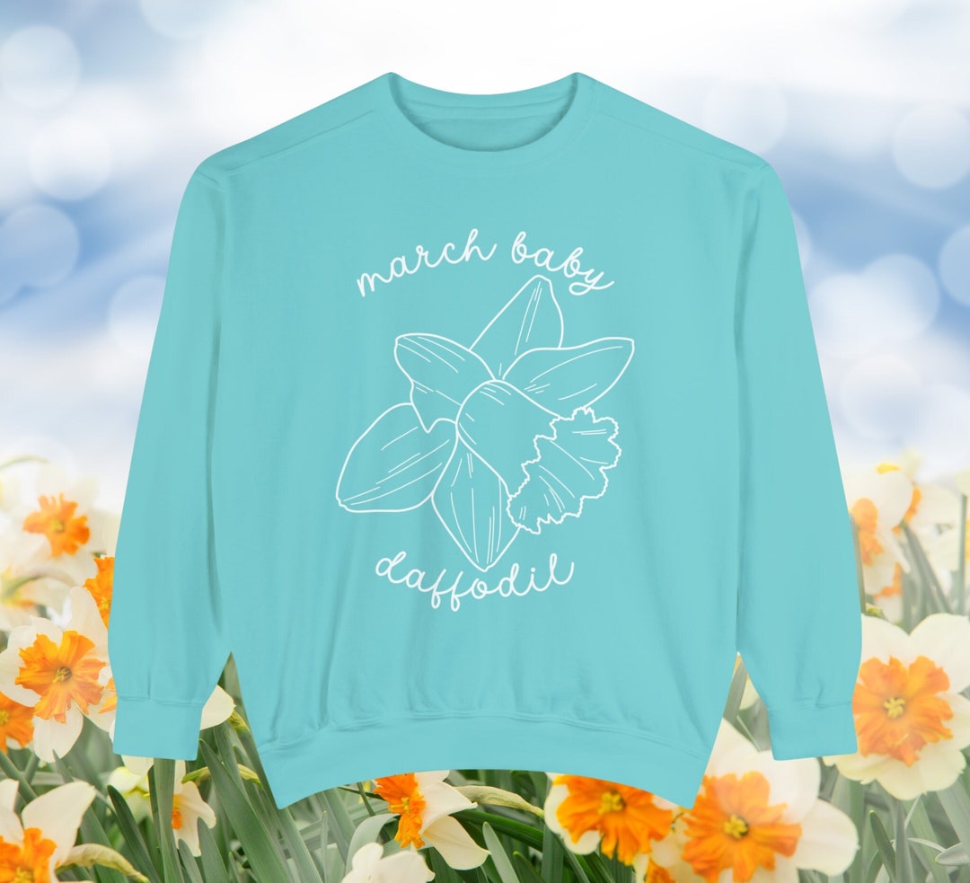 March Birthday Sweatshirt, Birth Flower Shirt, Aquamarine Birthstone ...