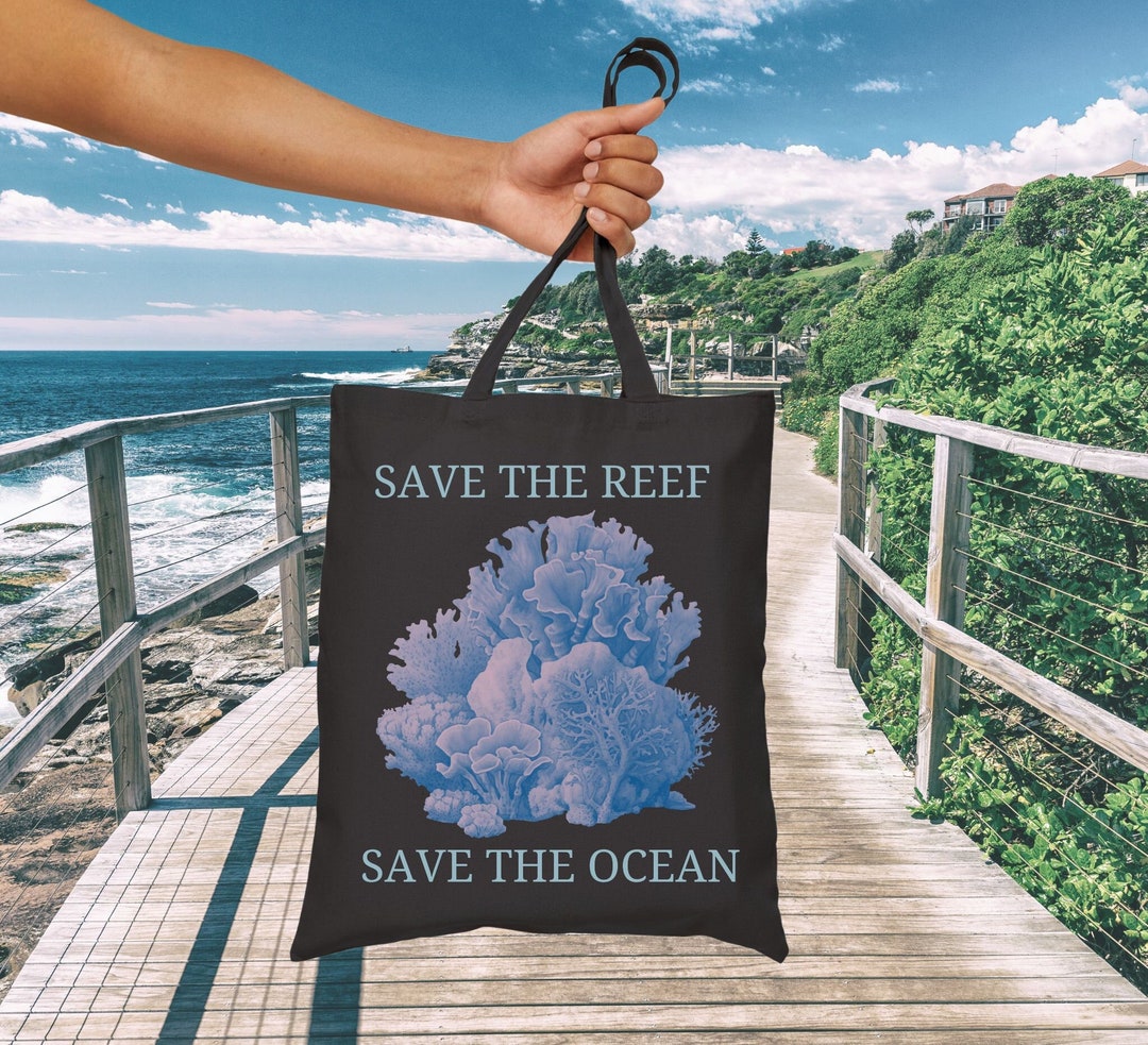Ocean Reef Canvas Tote Bag, Conservation Bag, Durable Book Bag, Grocery ...
