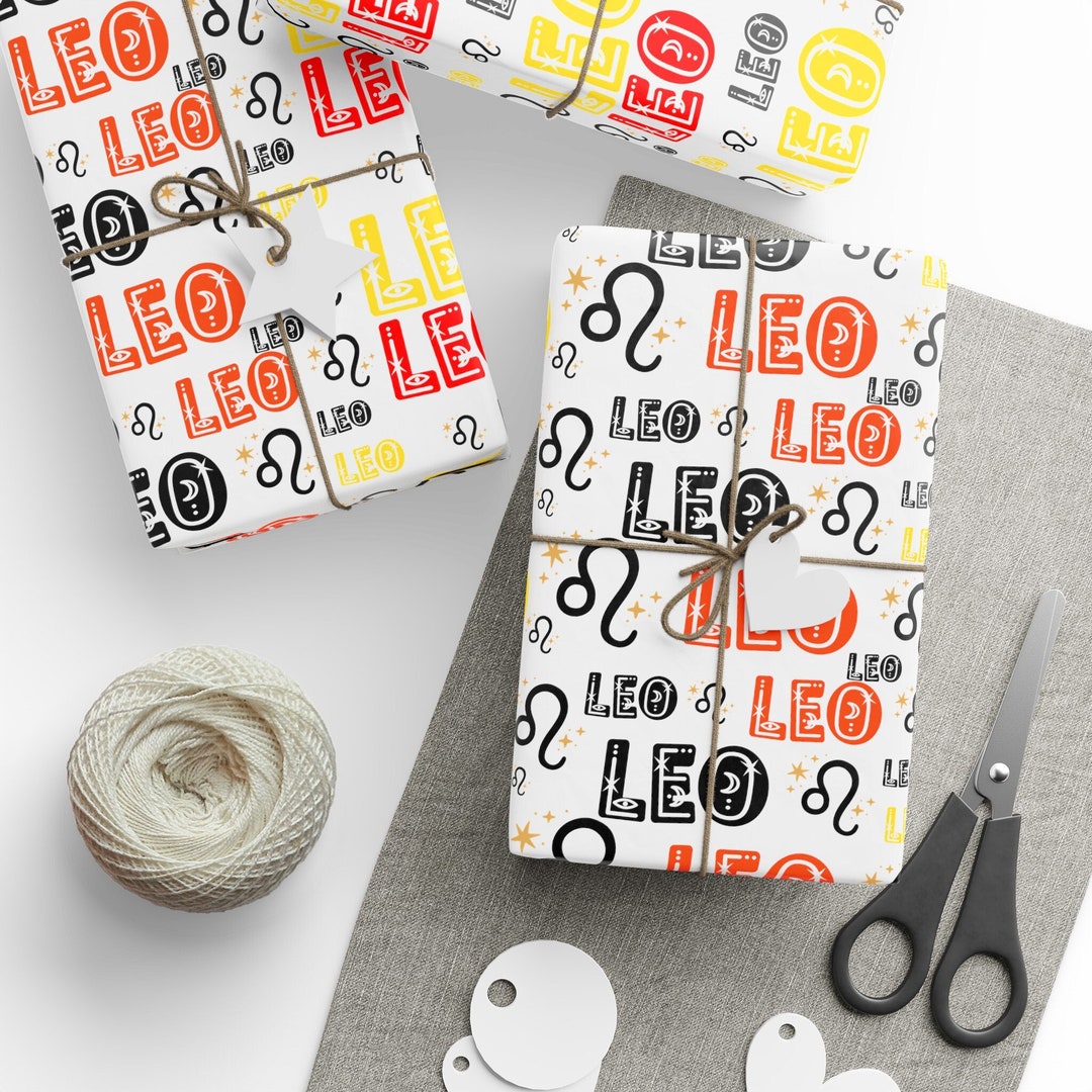 Leo Zodiac Wrapping Paper, Birthday Gift for July August Sun Sign ...