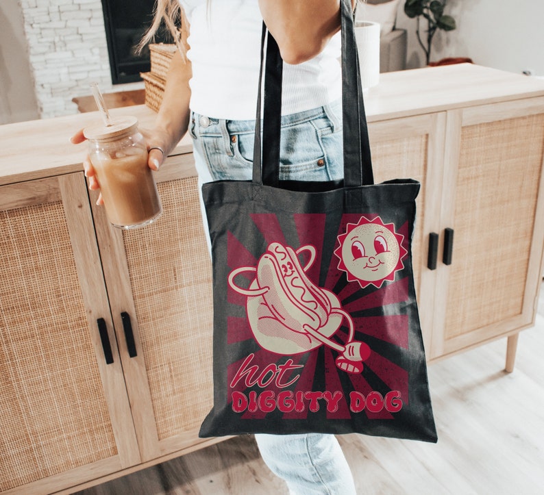 Hot Dog Tote Bag, Cute 4th of July Summer US Holiday Reusable Bag ...