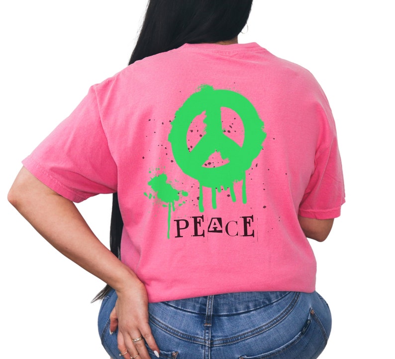 Peace Sign Spray Paint Style Shirt, Front OR Back Print, Comfort Colors ...