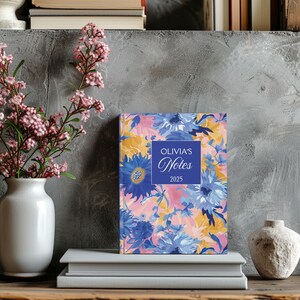 Personalized Birth Flower Writing Journal, Floral Hardcover Notebook ...