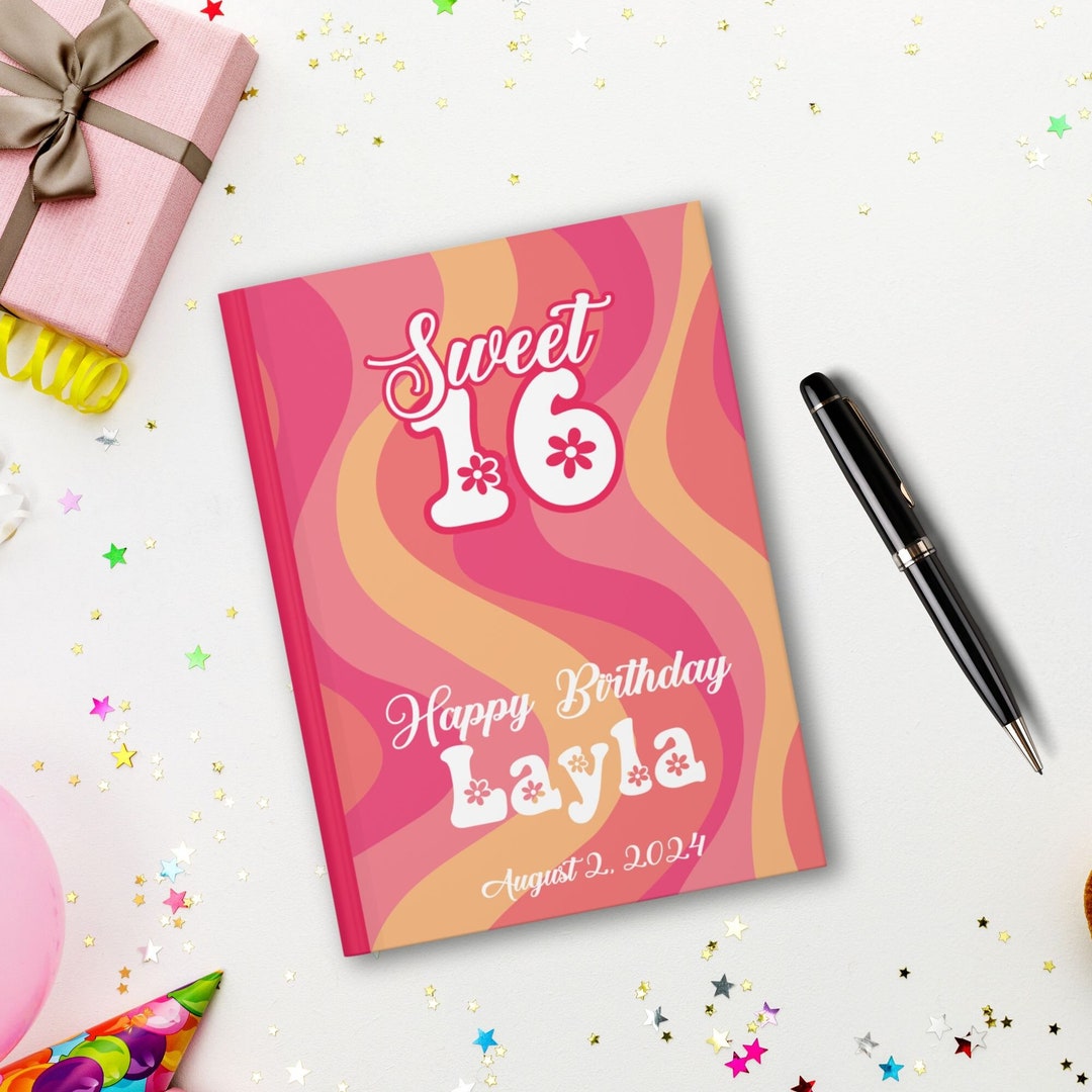 Sweet Sixteen Personalized Birthday Party Guest Book, Custom Sweet 16 ...