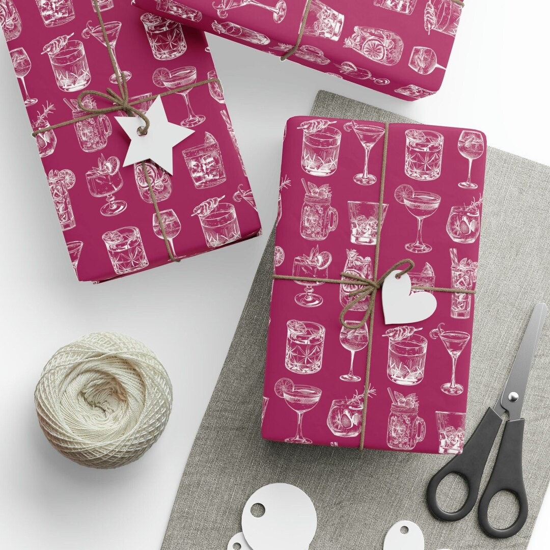 Classic Cocktail Wrapping Paper 21st Birthday Gift, Mixology Gift Wrap ...