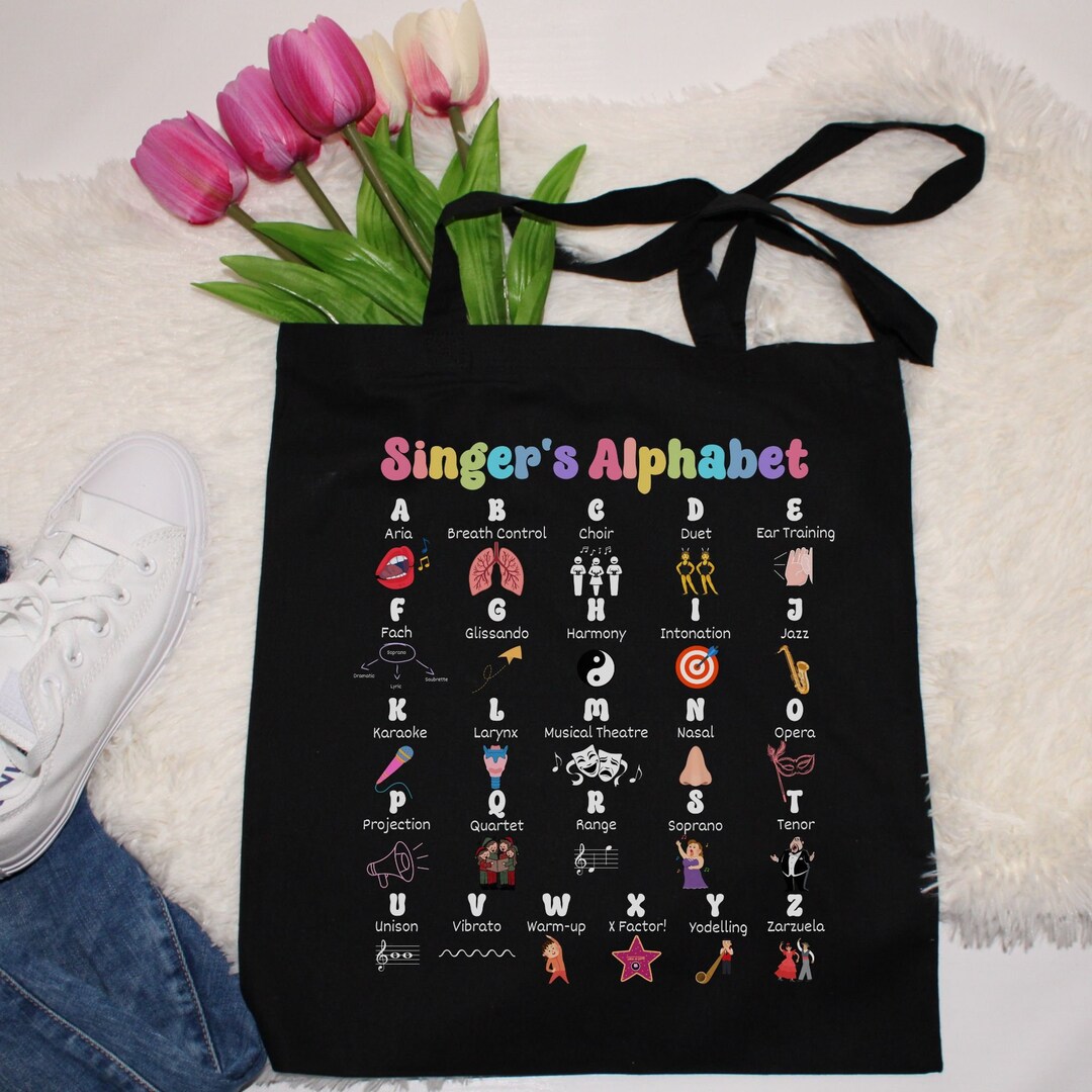 Singer's Alphabet Tote Bag, Singing ABC Music Rehearsal Bag, Choir ...