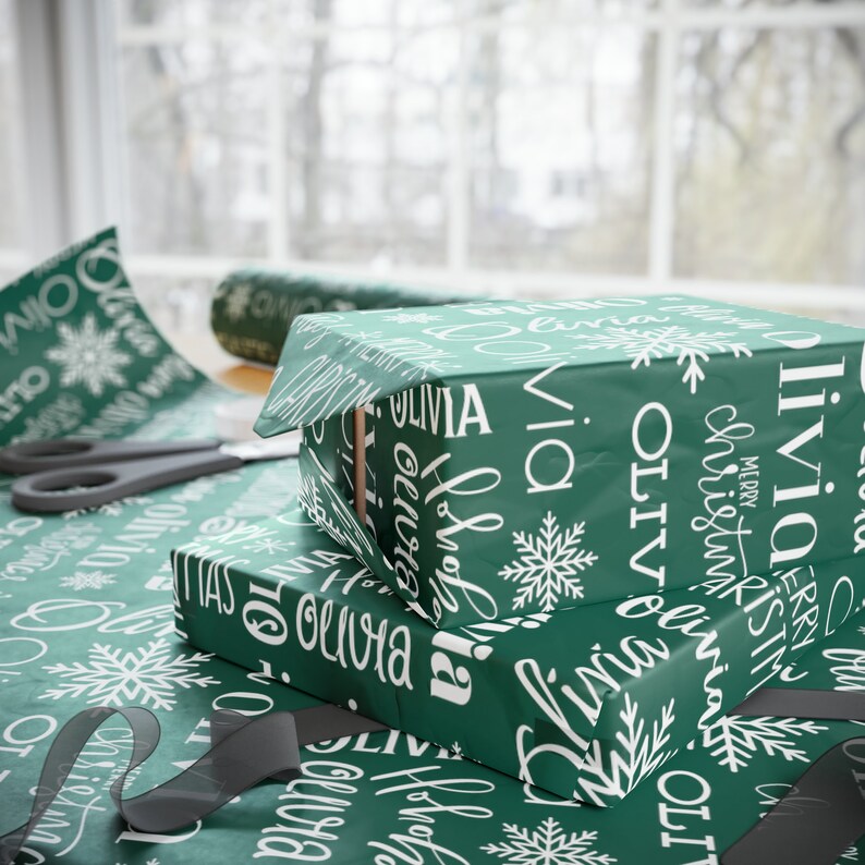 Custom Name Wrapping Paper, Personalized Christmas Wrapping Paper Roll ...