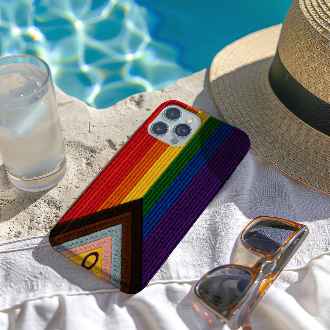 Faux Embroidery Rainbow Flag Phone Case, LGBTQ Pride Month Merch ...