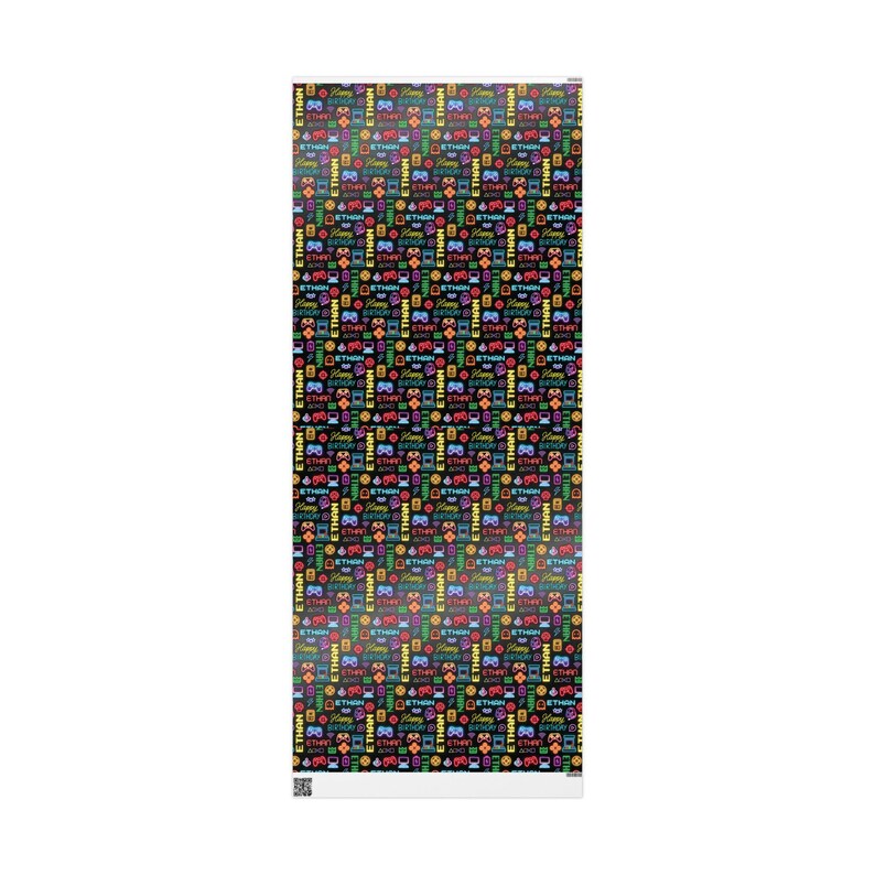 Personalized Neon Video Game Birthday Wrapping Paper, Custom Gamer Gift ...