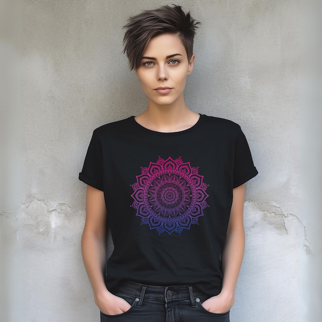 Bisexual Pride Shirt, Subtle Bi Pride Mandala Tshirt, Cute LGBTQ Pride ...
