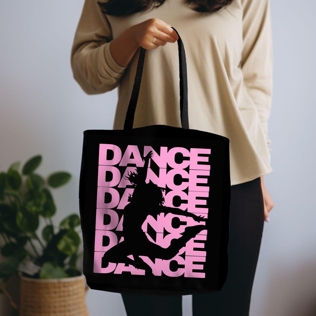 Dance Lover Tote Bag, Pink and Black Ballet Dance Bag for Girls, Jazz ...
