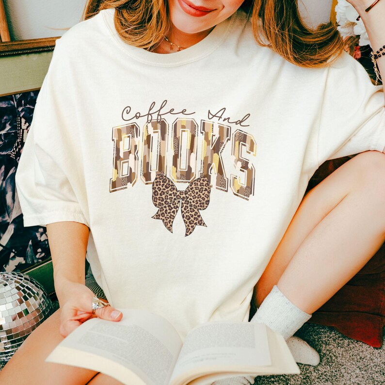 Coffee & Books Comfort Colors® Shirt, Book Coffee Lover Tshirt ...