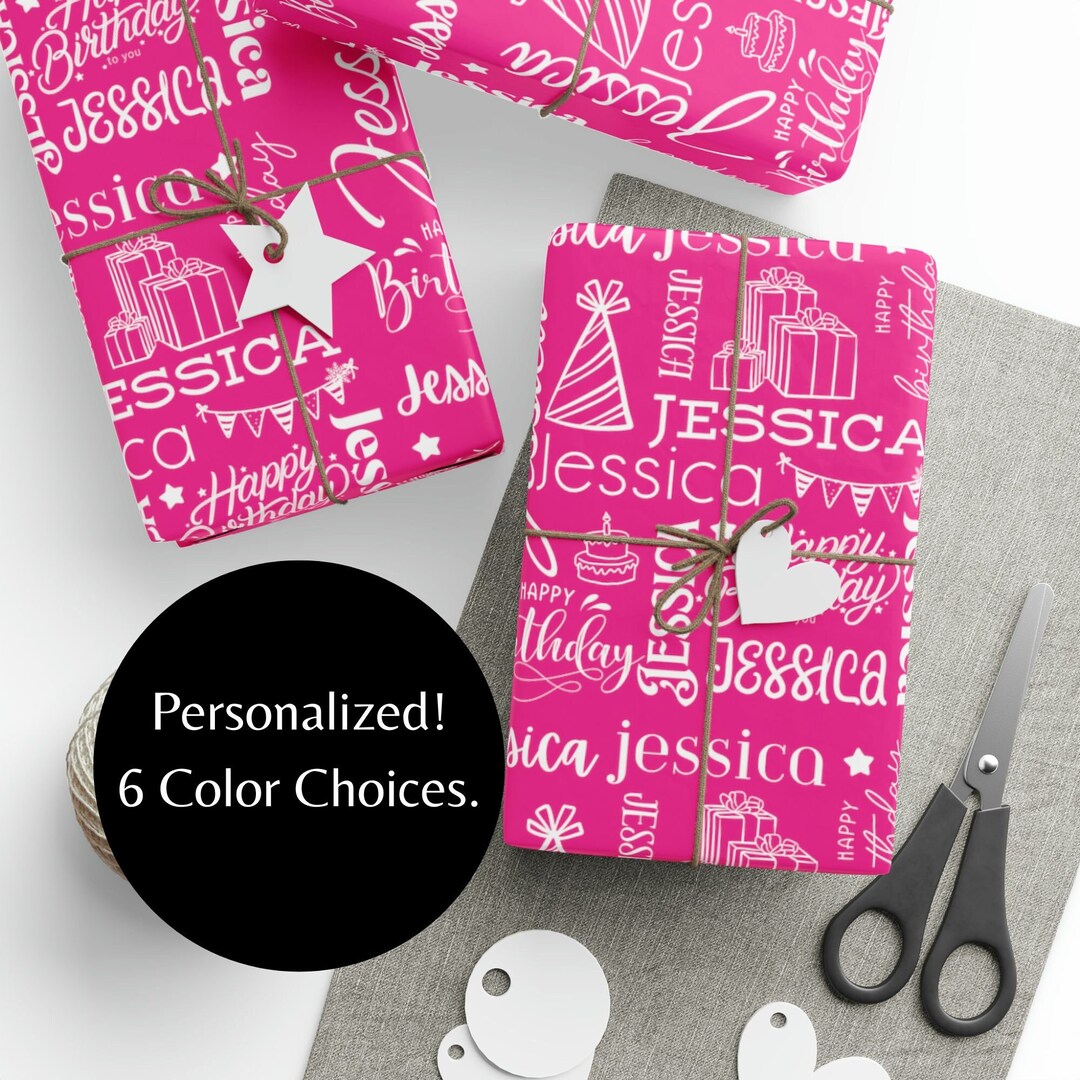 Custom Name Wrapping Paper for Birthday Gift, Personalized Bday ...