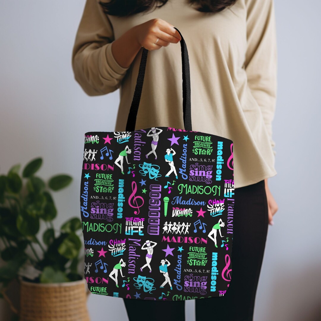 Personalized Musical Theatre Tote Bag, Custom Name Dance Bag, Broadway ...