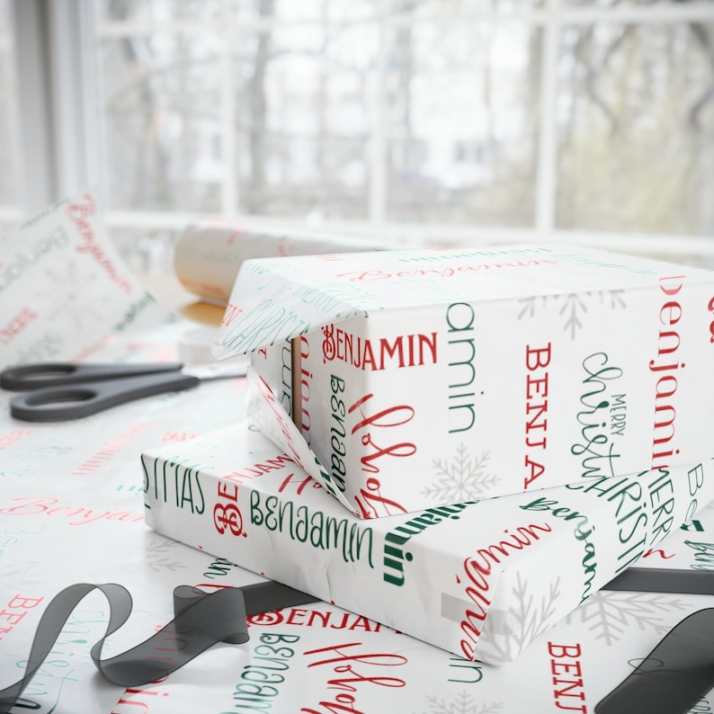 Custom Name Wrapping Paper, Personalized Christmas Wrapping Paper Roll ...