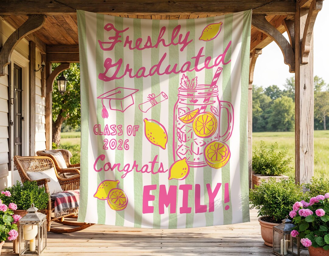 Freshly Graduated Custom Name Banner, Personalized Graduation Hanging ...