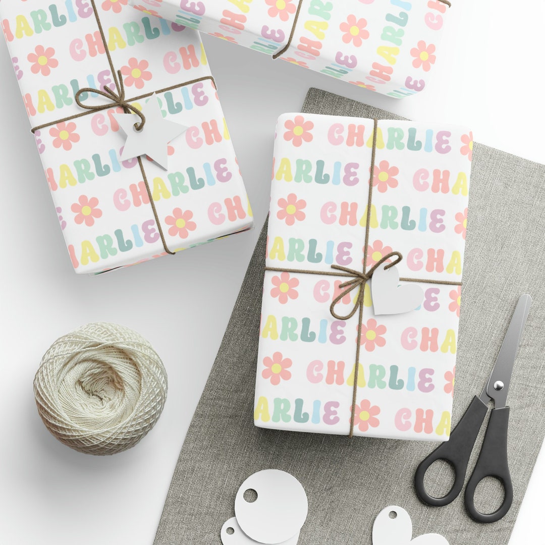Personalized Birthday Wrapping Paper, Customized Name Gift Wrap, Retro ...