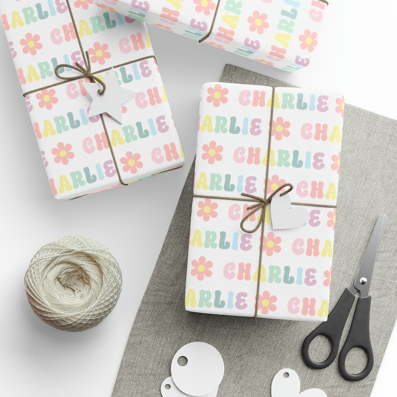 Personalized Birthday Wrapping Paper, Customized Name Gift Wrap, Retro ...