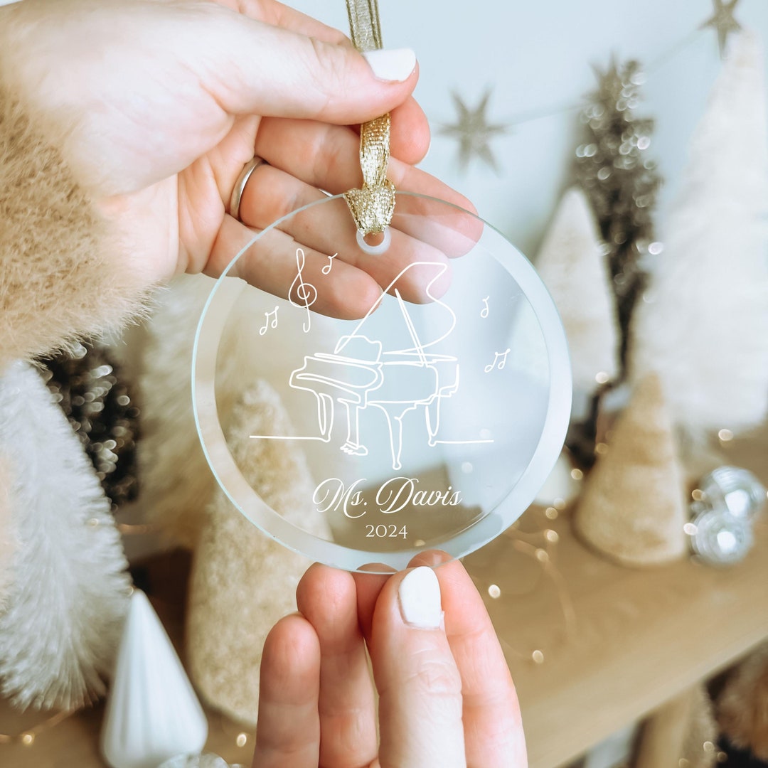 Personalized Christmas Music Ornament, Piano Glass Tree Ornament ...