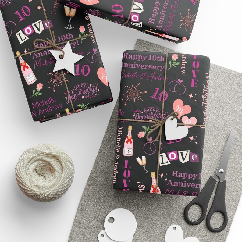 Custom Anniversary Wrapping Paper Roll, Personalized Wedding ...