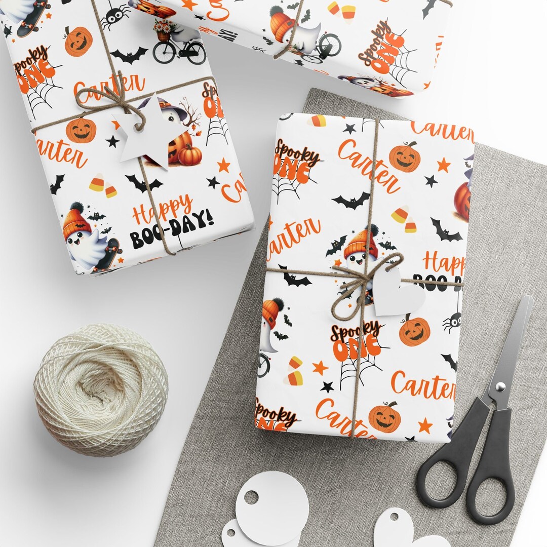 Spooky One First Birthday Personalized Wrapping Paper Roll, Custom Name ...
