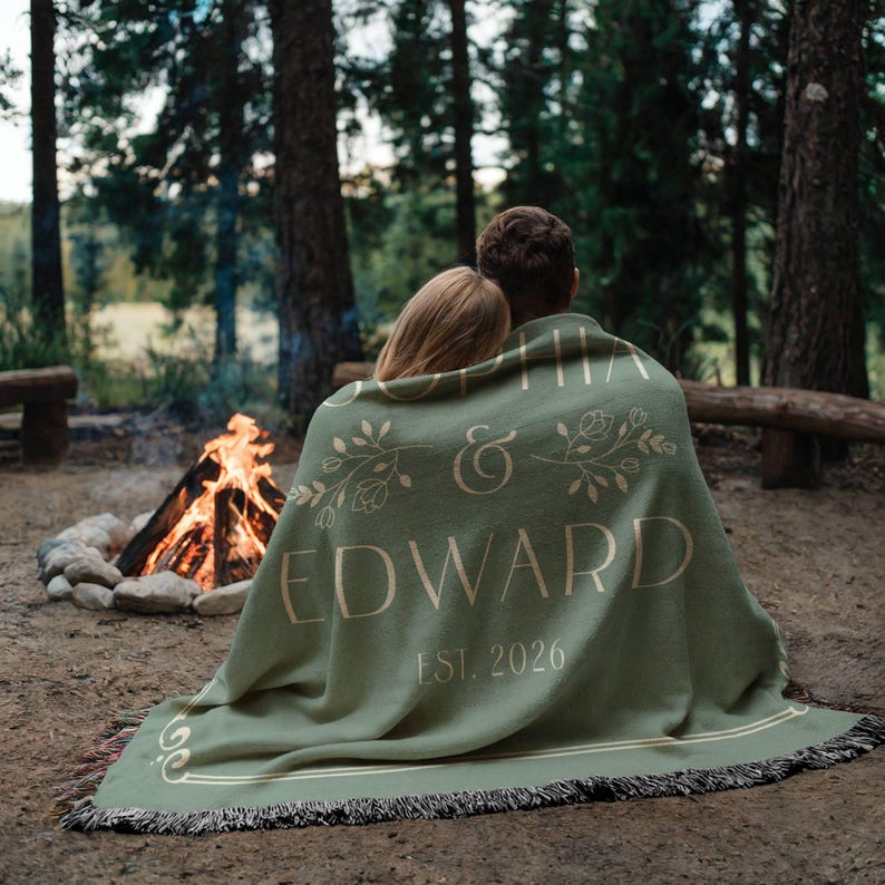 Personalized Couples Wedding Woven Blanket, Cotton 2nd Anniversary ...