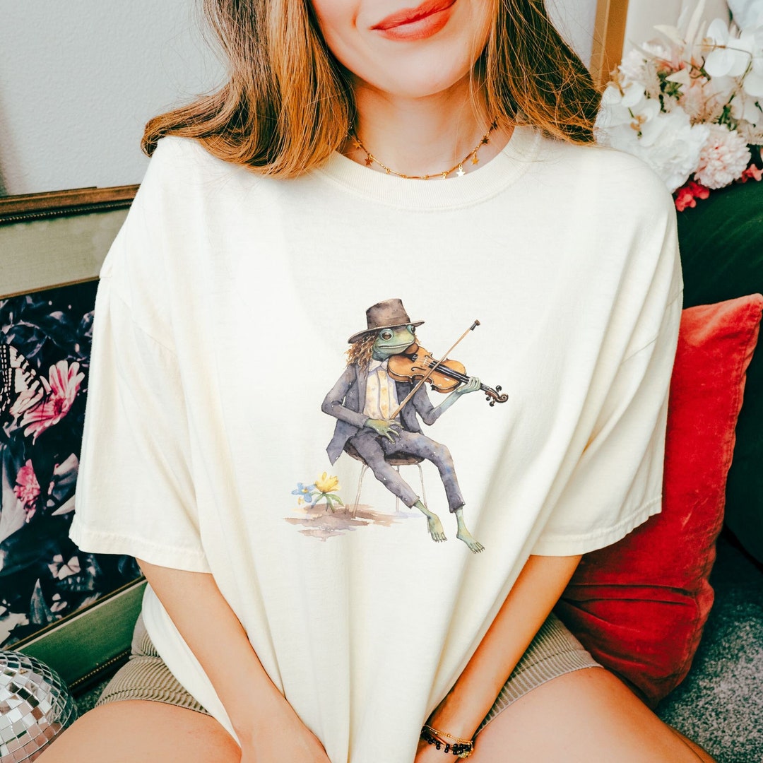 Violin Frog Shirt, Cottagecore Frog and Fiddle Tshirt, Funny Violinist ...
