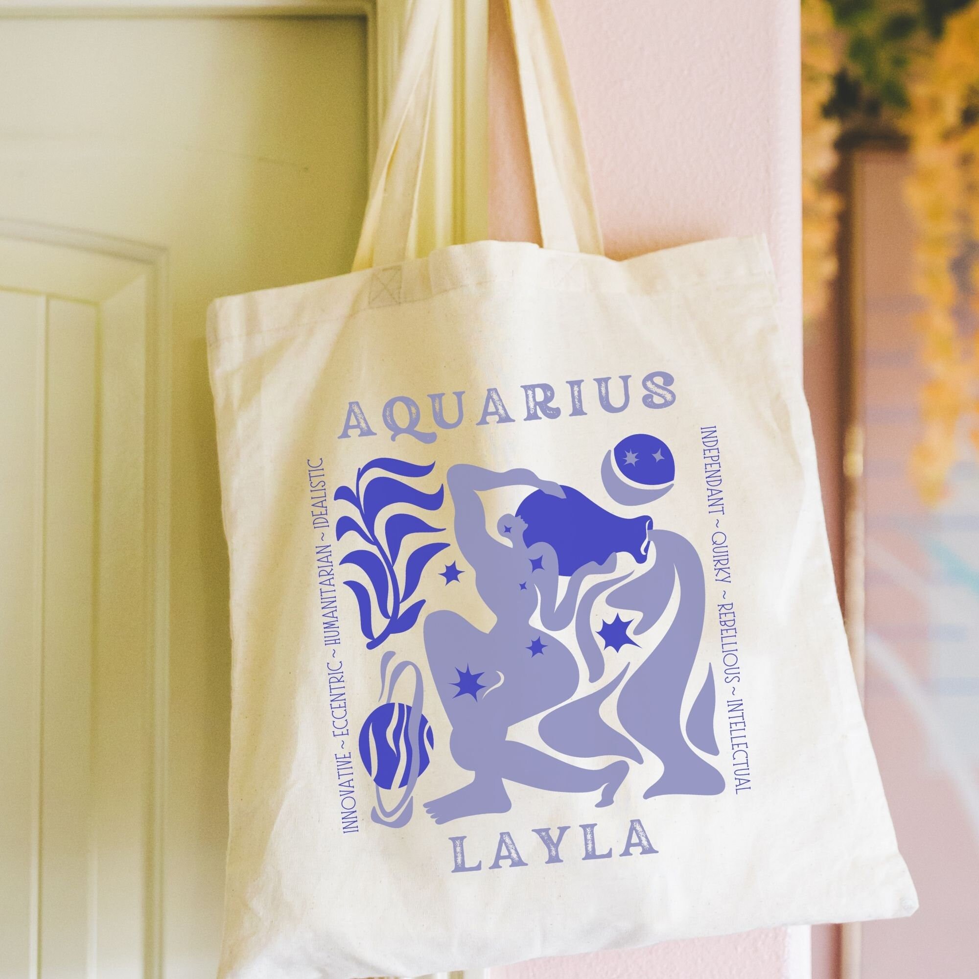Personalized Zodiac Sign Tote Bag, Custom Zodiac Gifts, Aquarius ...