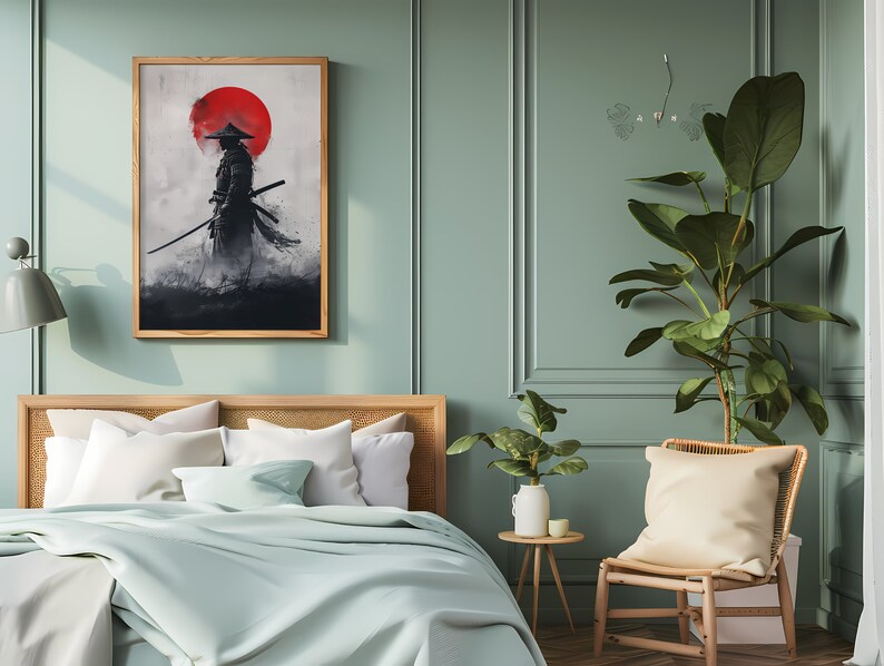 Samurai Illustration Asian Art Digital Prints Ink Wash Painting - Etsy