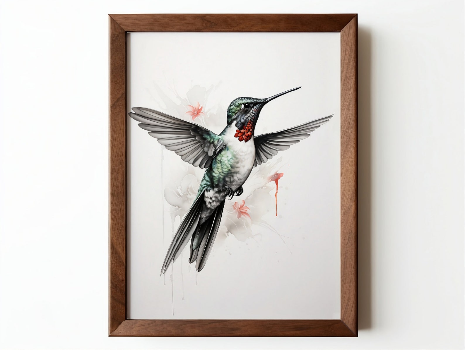 Hummingbird, Set of 5 Watercolor Paintings. Digital Prints. Sumi E ...