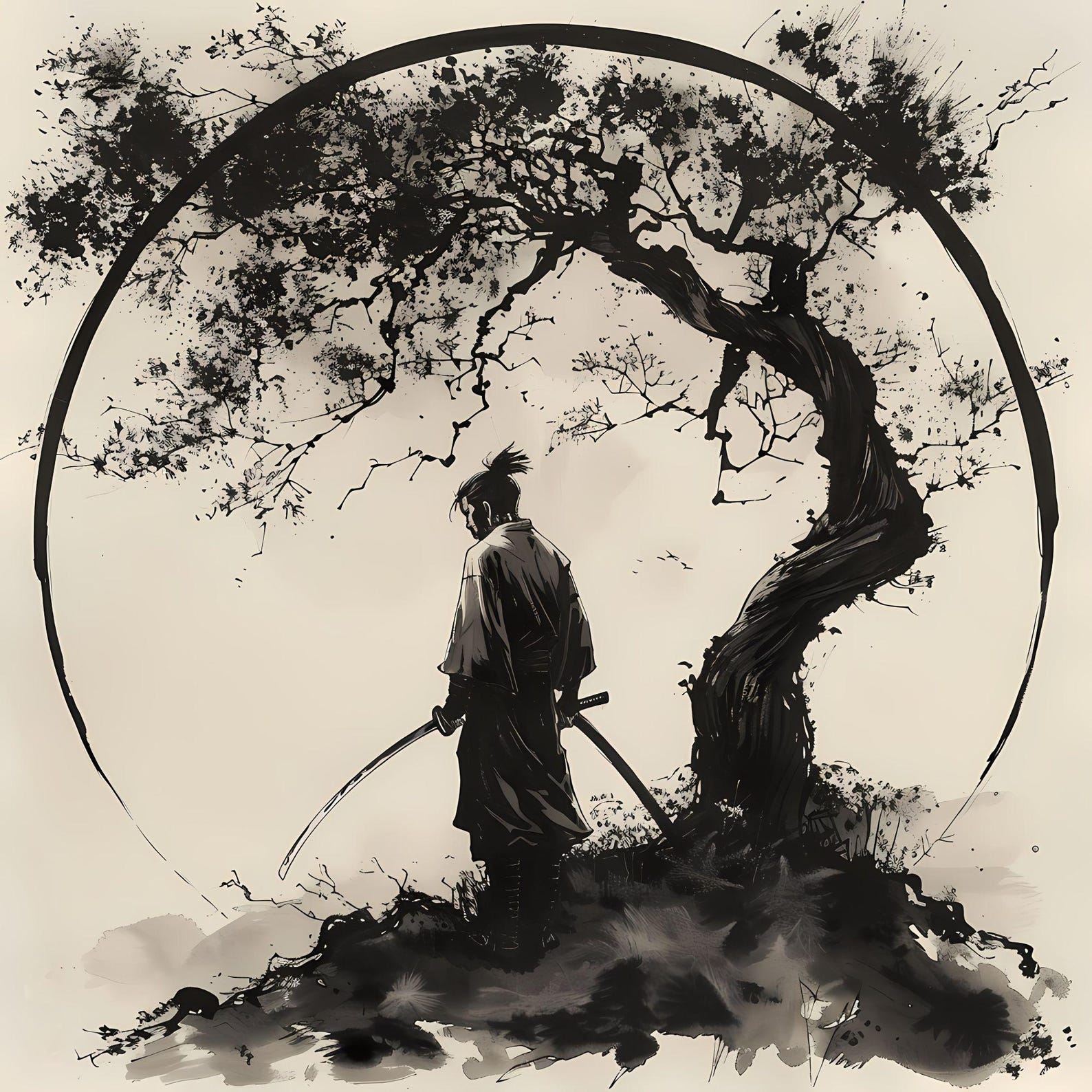 Circular Samurai Motif Martial Arts Asian Decoration Digital Art - Etsy