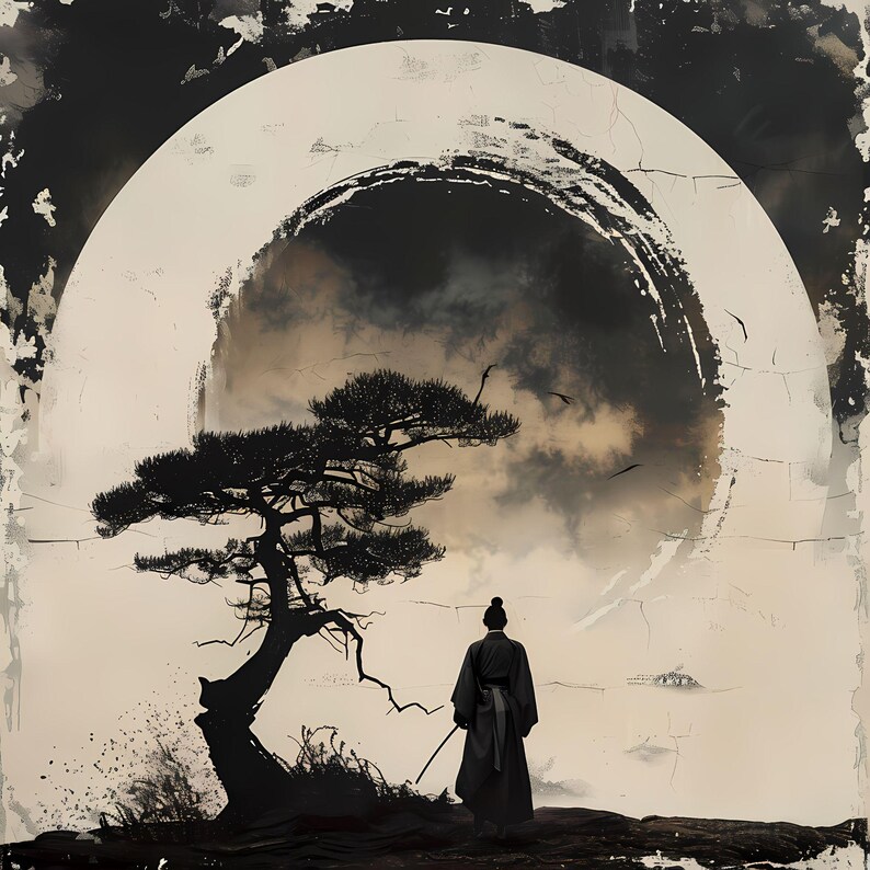 Circular Samurai Motif Martial Arts Asian Decoration Digital Art - Etsy