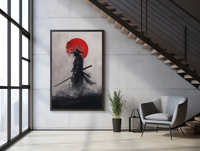 Samurai Illustration Asian Art Digital Prints Ink Wash Painting - Etsy