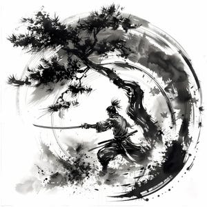 Circular Samurai Motif Martial Arts Asian Decoration Digital Art - Etsy