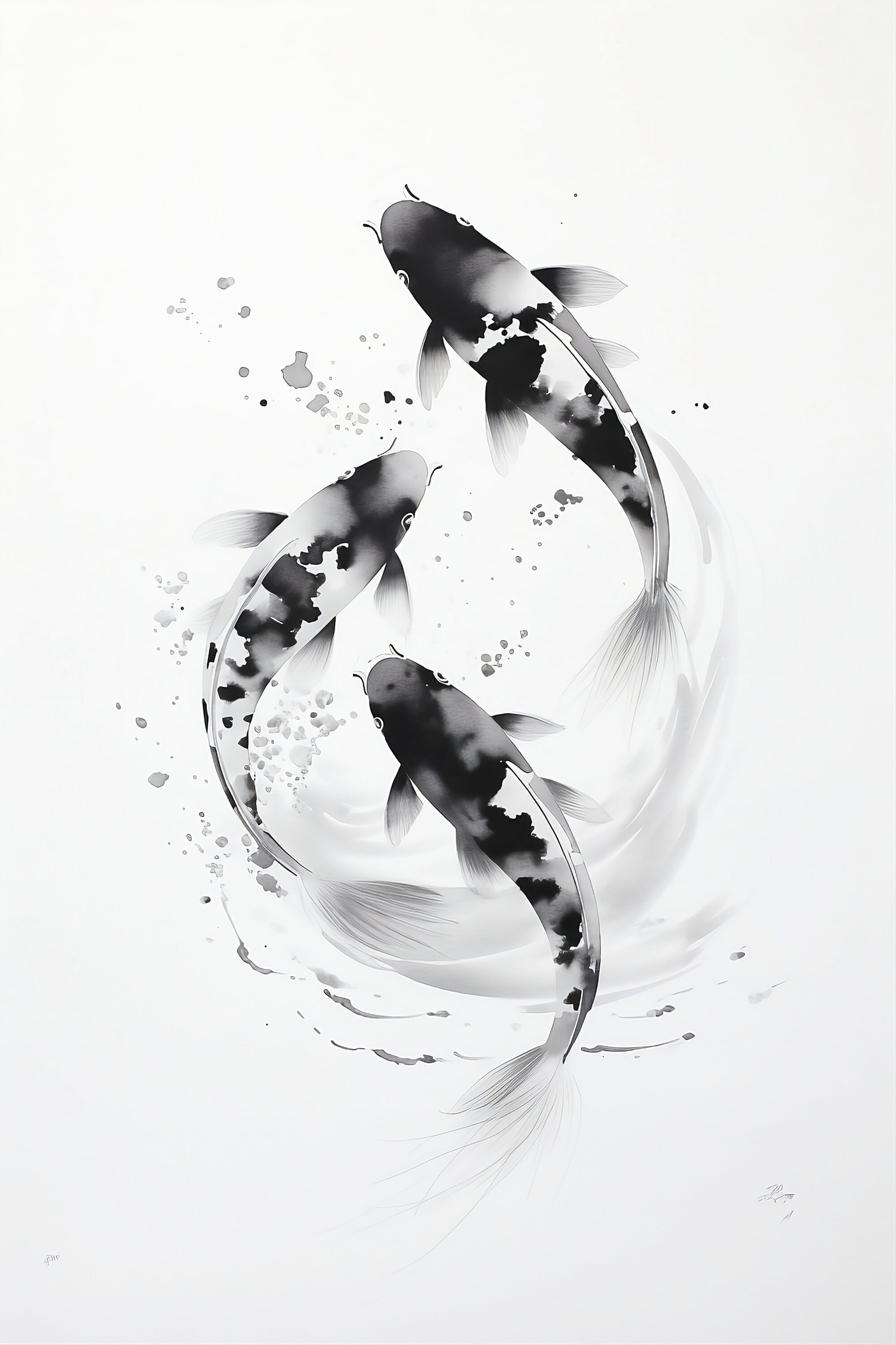 Feng Shui Koi Fish for Prosperity Watercolor Painting Asian Decor ...