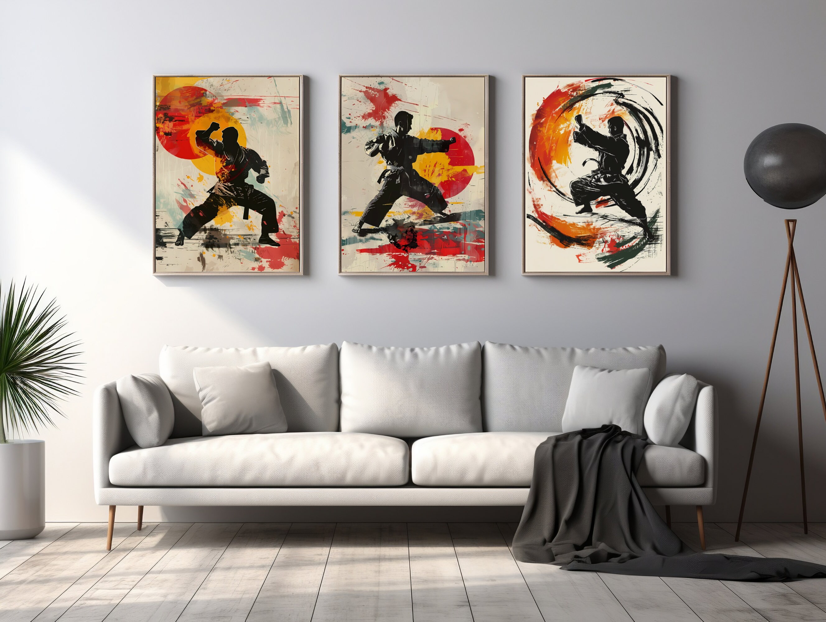 Karate Abstract Art Set Martial Arts Karate Poster Asian Decoration ...