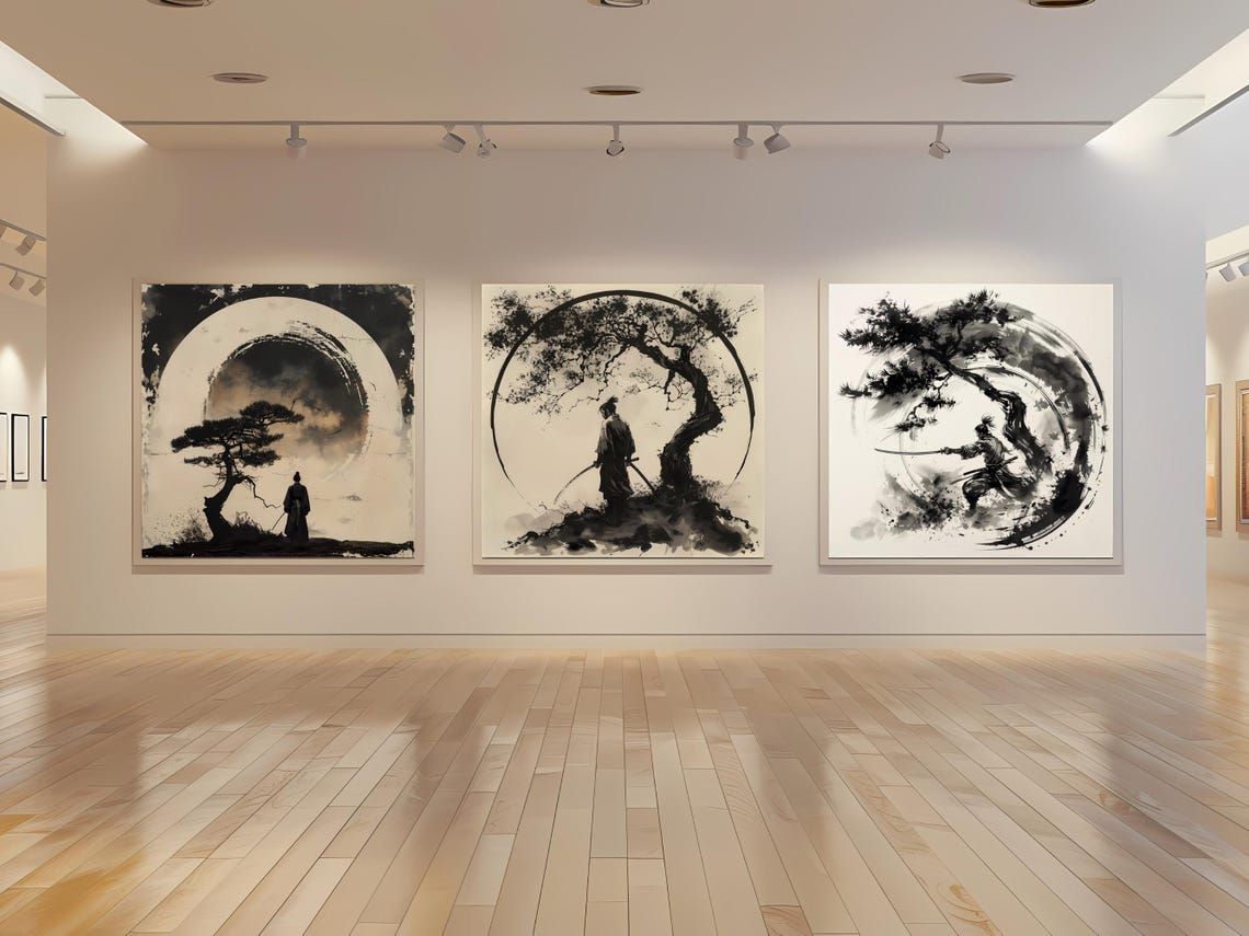 Circular Samurai Motif Martial Arts Asian Decoration Digital Art - Etsy