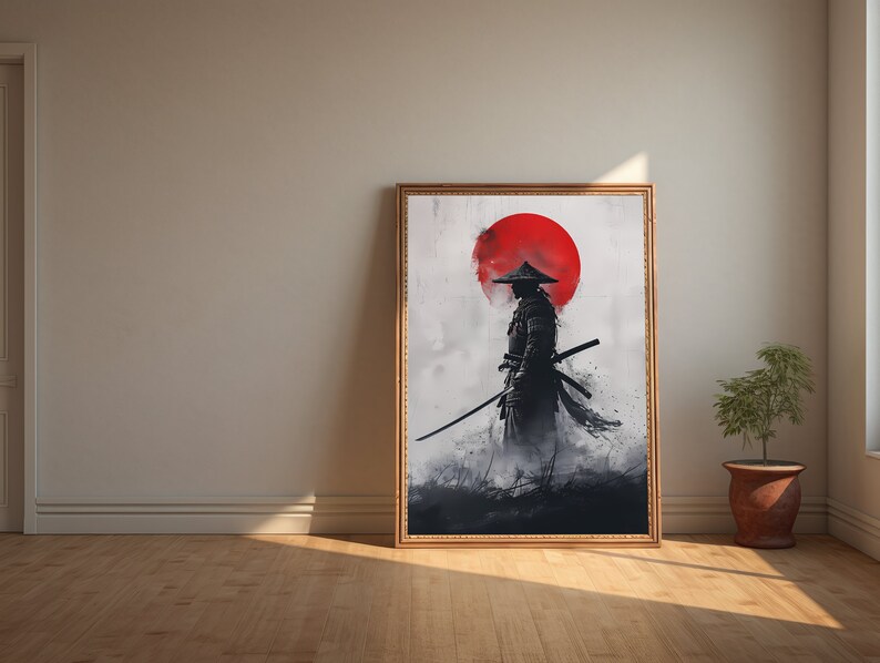 Samurai Illustration Asian Art Digital Prints Ink Wash Painting - Etsy
