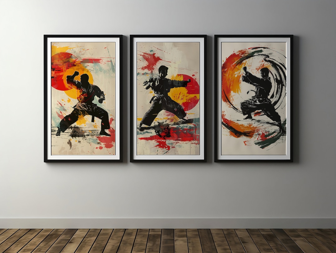 Karate Abstract Art Set Martial Arts Karate Poster Asian Decoration ...