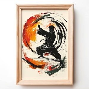 Karate Abstract Art Set Martial Arts Karate Poster Asian Decoration ...
